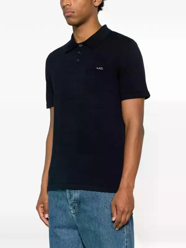 A.p.c. Gide Logo-embroidered Chest-pocket Polo Shirt - Blue