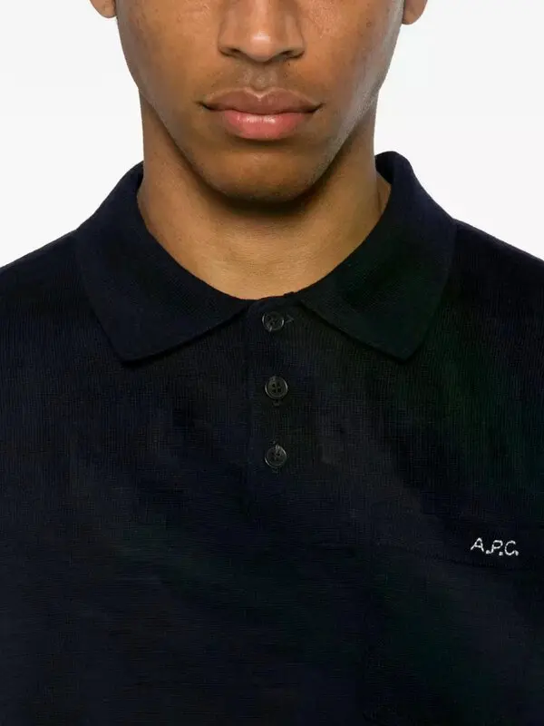 A.p.c. Gide Logo-embroidered Chest-pocket Polo Shirt - Blue