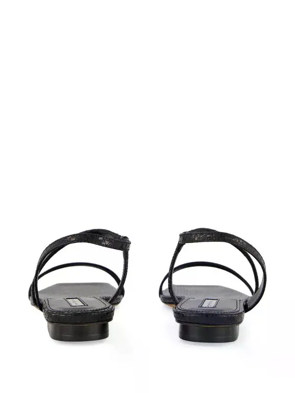 EMME PARSONS Delice Snake-embossed Square Toe Flat Sandals
