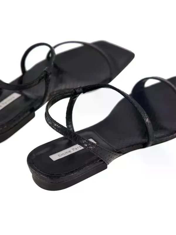 EMME PARSONS Delice Snake-embossed Square Toe Flat Sandals