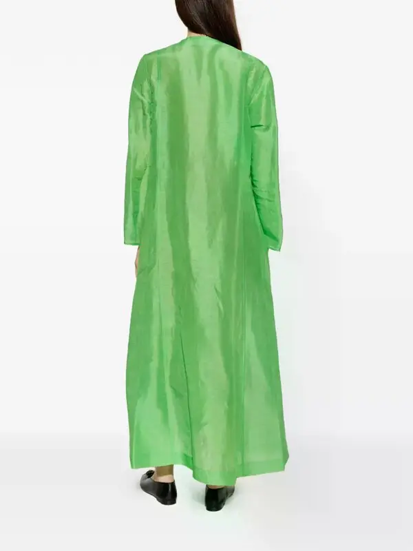 Tory Burch Pleated Bib Long Sleeve Maxi Dress - Green