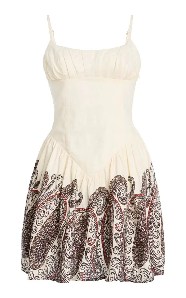 BOTEH Cassia Gathered Linen Mini Dress - Multi