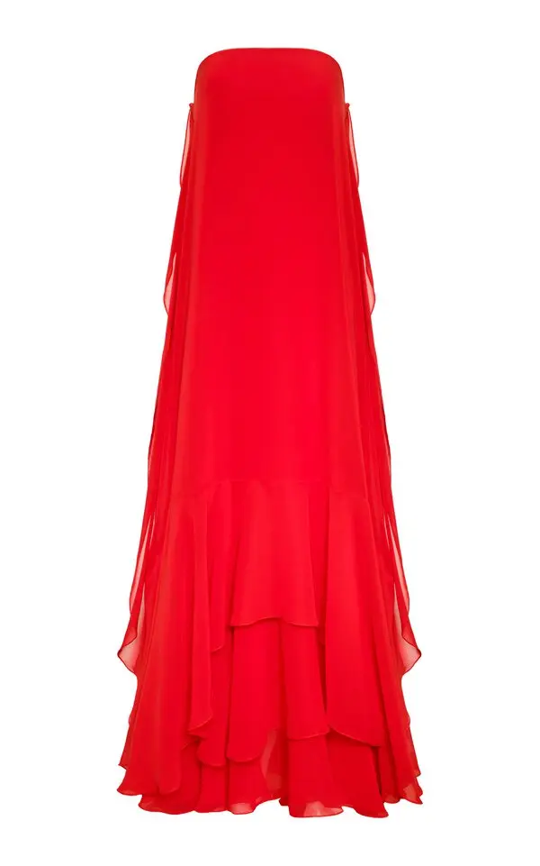 ANDRES OTALORA Chiffon Maxi Dress - Red