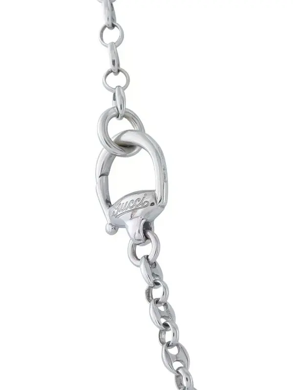 Gucci 18k White Gold Diamond Horsebit Tasseled Necklace