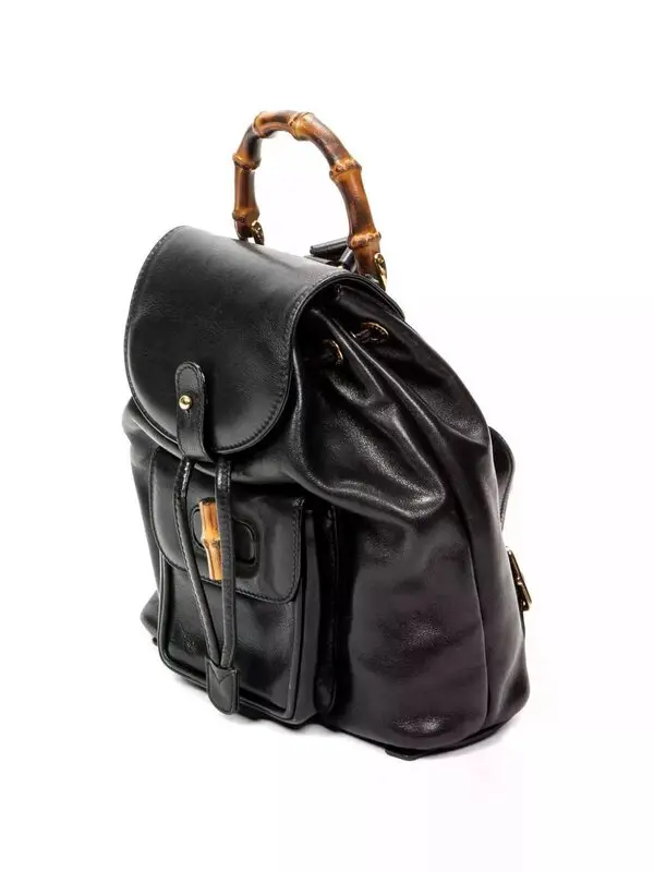Gucci Mini Bamboo Leather Backpack - Black