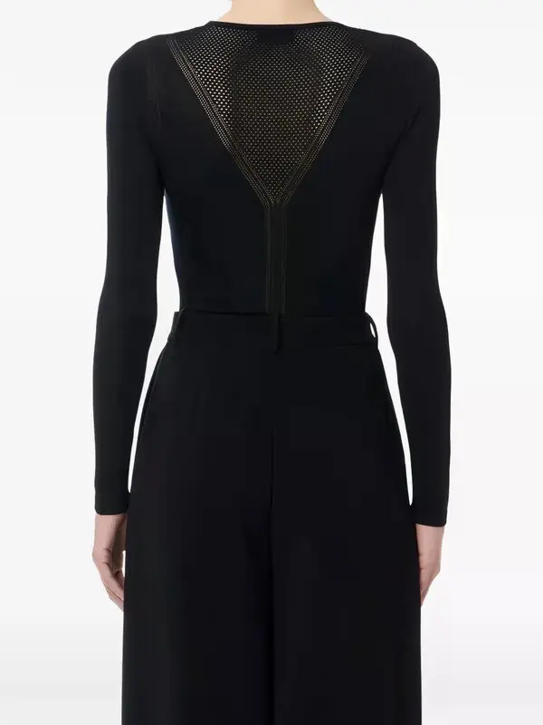 Elisabetta Franchi Open-knit Long-sleeve Top - Black