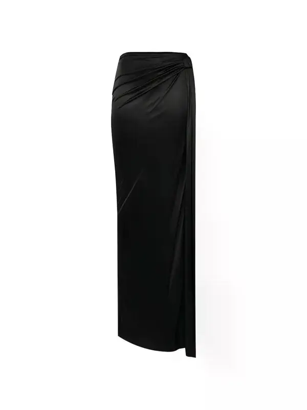 Elisabetta Franchi Draped Maxi Skirt With Side Slit - Black