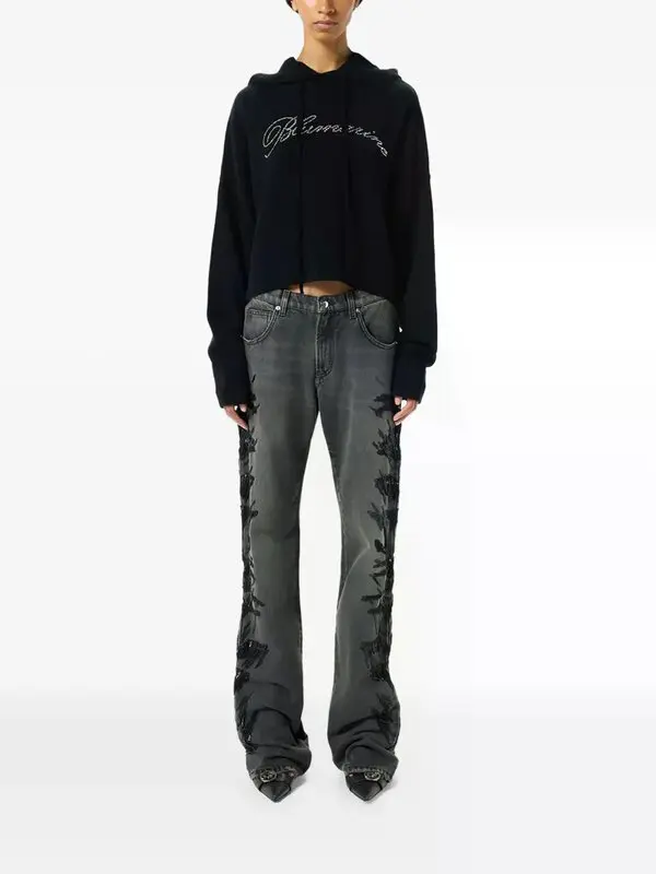 Blumarine Zebra Embroidered Jeans - Black
