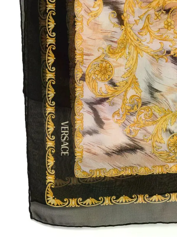 Versace 1990s Barocco Animal-print Scarf - Neutrals
