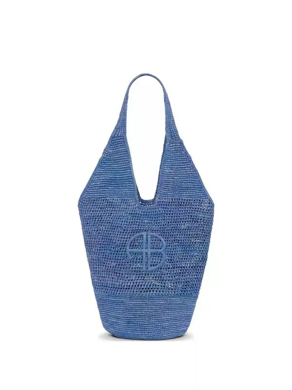 ANINE BING Leah Raffia Tote Bag - Blue