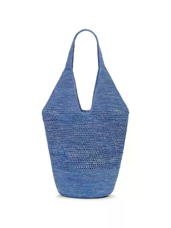 ANINE BING Leah Raffia Tote Bag - Blue