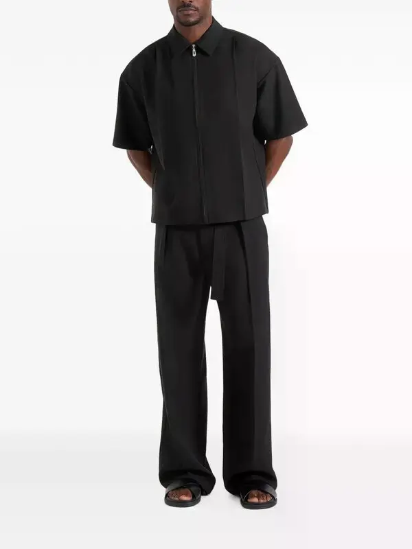 Manière De Voir Aven Boxy Crease-detail Shirt - Black