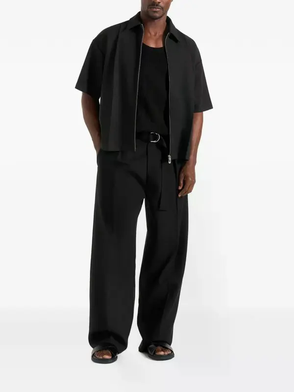 Manière De Voir Aven Boxy Crease-detail Shirt - Black