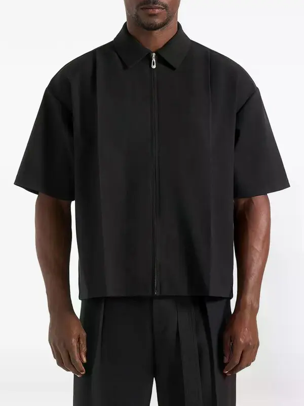 Manière De Voir Aven Boxy Crease-detail Shirt - Black