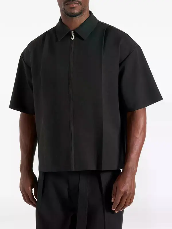Manière De Voir Aven Boxy Crease-detail Shirt - Black