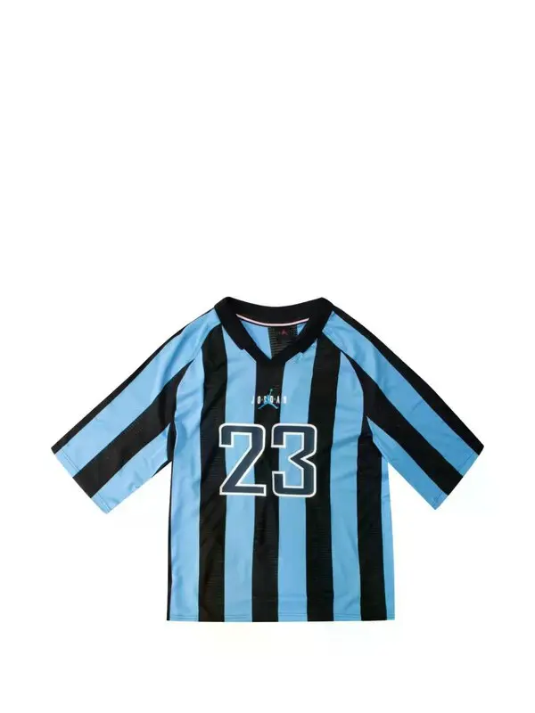 JORDAN Brooklyn Terrace Striped V-neck T-shirt - Blue