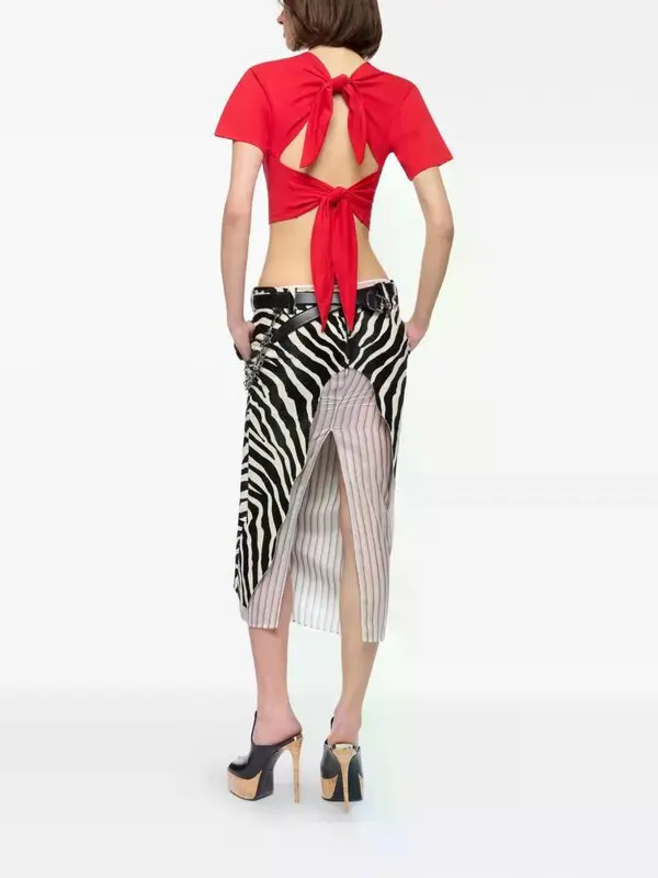 Attico Cut-out Tie-fastening T-shirt - Red