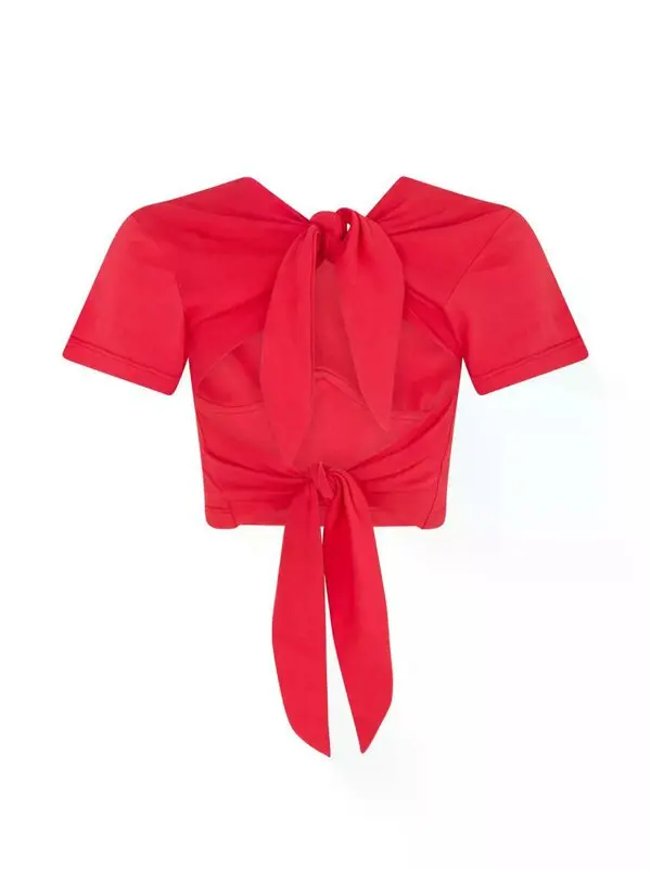 Attico Cut-out Tie-fastening T-shirt - Red