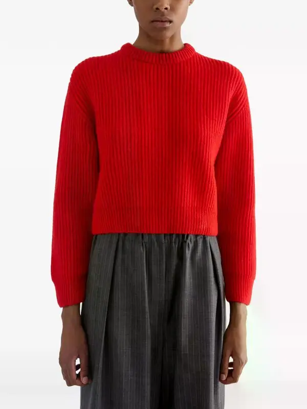 JIL SANDER Cropped Ribbed-knit Sweater