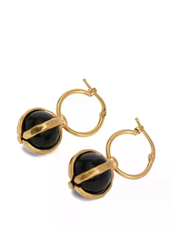 JIL SANDER Onyx Pendant Hoop Earrings