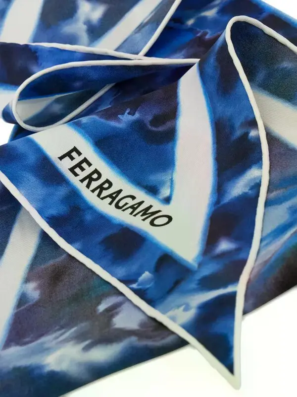 FERRAGAMO Carnation Print Diamond Scarf