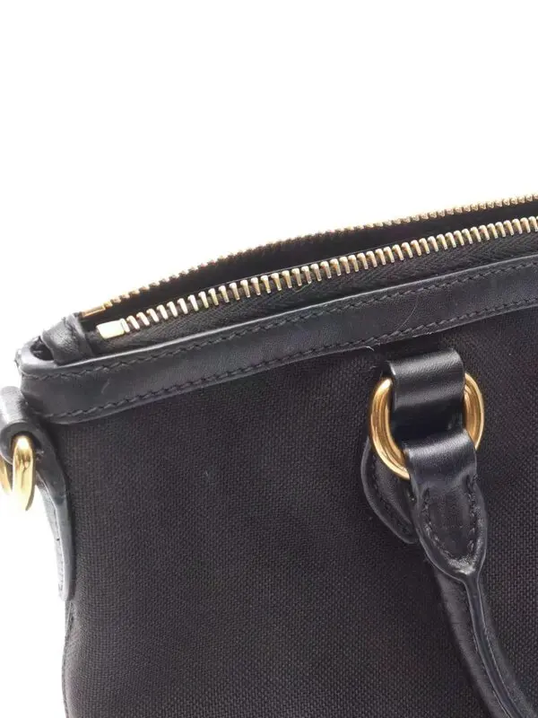 Prada Canvas And Leather Top Handle Bag - Black