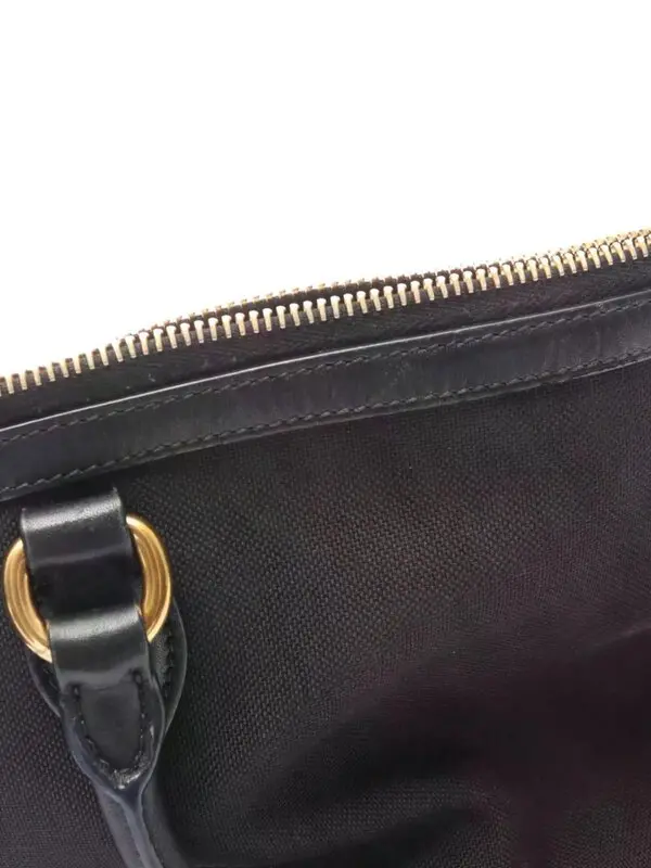 Prada Canvas And Leather Top Handle Bag - Black