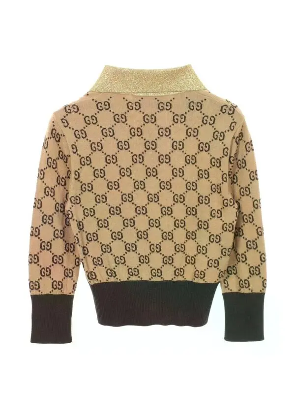 Gucci Gg-patterned Wool Cropped Polo Shirt With Wolf Appliqu