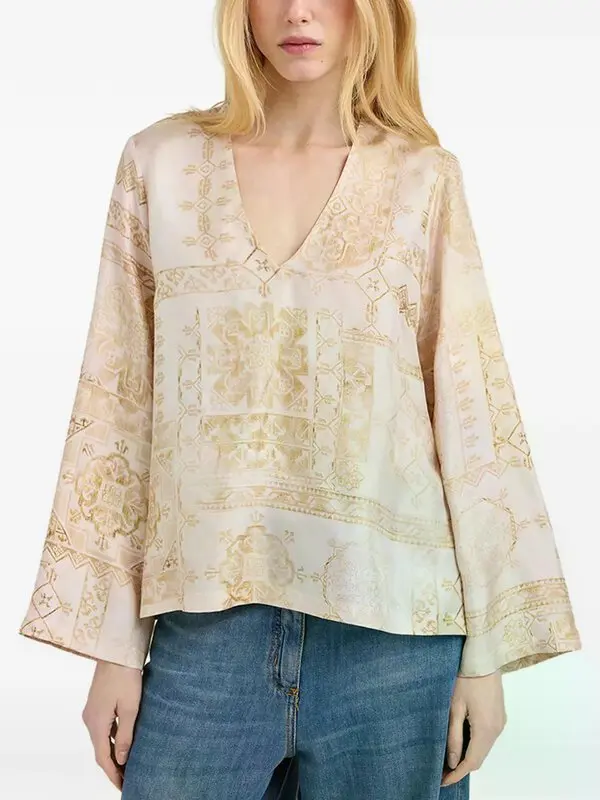Momoni Printed Silk-twill Blouse - Neutrals