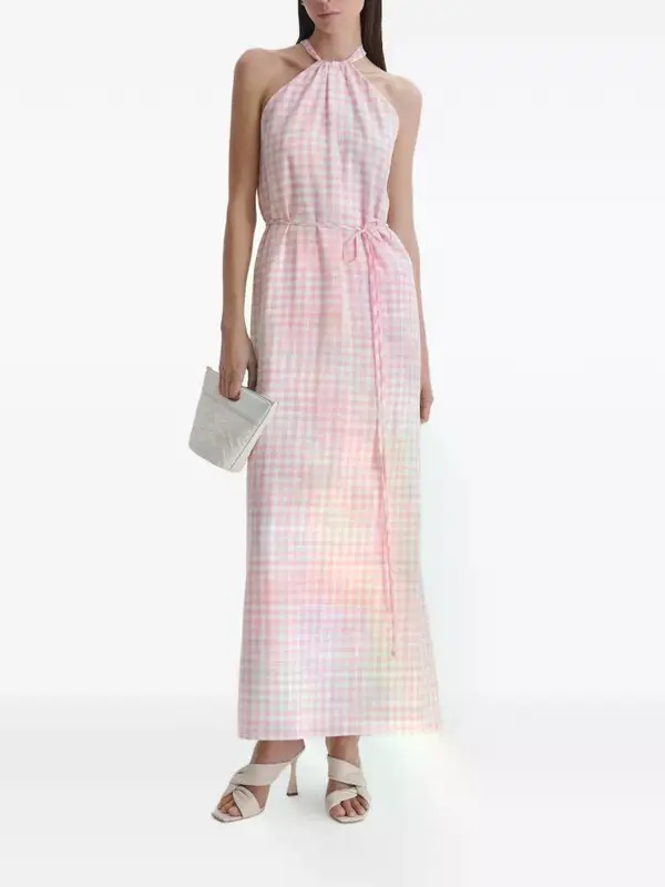Scanlan Theodore Gingham Check Halterneck Maxi Dress