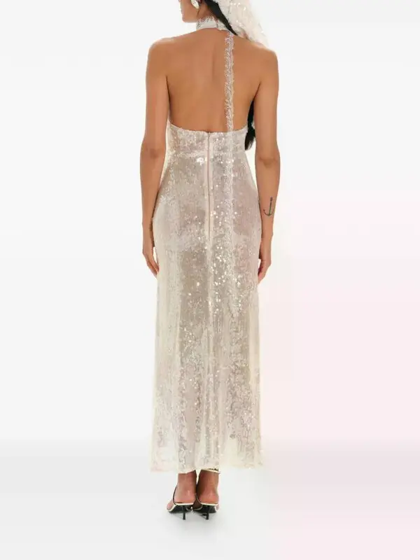 MANURI Sequin-embellished Halterneck Maxi Dress