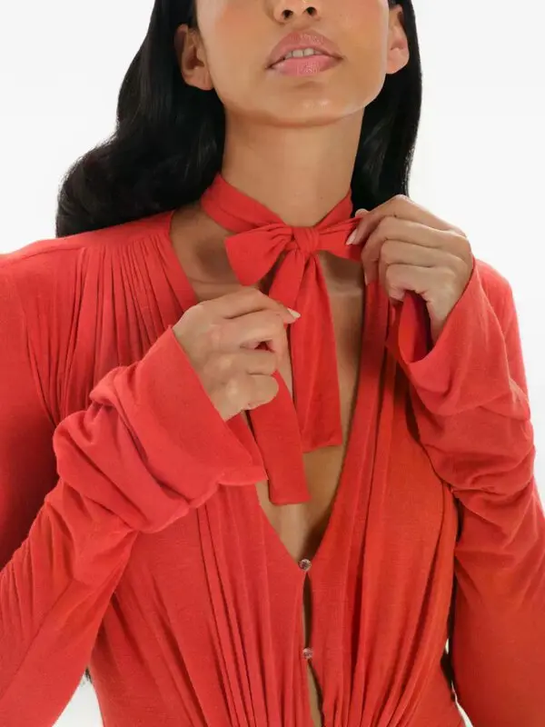 MANURI Suki Pleated Bodysuit - Red