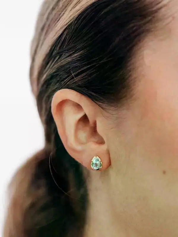 Anzie Mélia Pear Stud Earrings With Clear Topaz