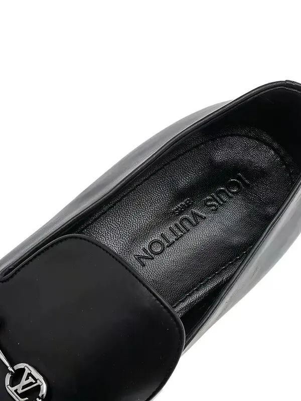 LOUIS VUITTON Leather Loafers With Silver-tone Hardware