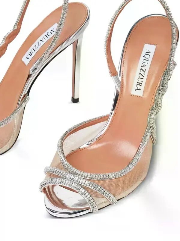 AQUAZZURA Crystal Weave Peep-toe Sandals - Silver