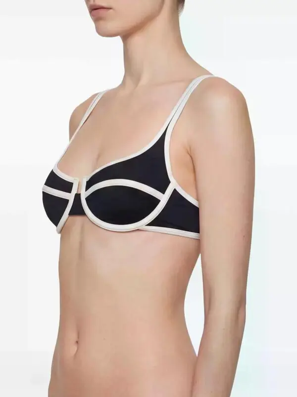 MC2 SAINT BARTH Contrasting Trim Underwired Bikini Top - Black