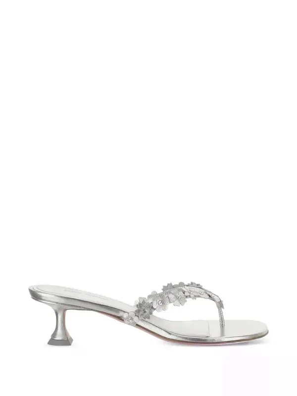 Amina Muaddi Janis Flower-appliqué Sandals - Silver