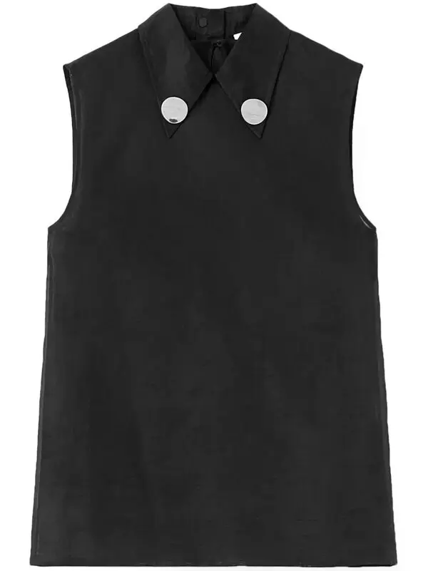 JIL SANDER Jewel-clip Cotton Sleeveless Blouse - Black