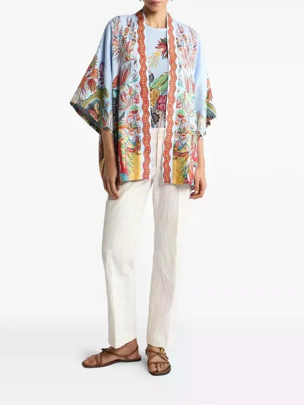 Etro Jacquard Straight-leg Trousers With Lace Trim