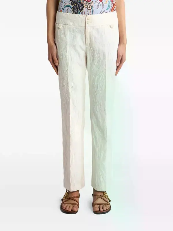 Etro Jacquard Straight-leg Trousers With Lace Trim