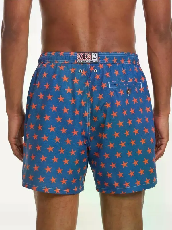 MC2 SAINT BARTH Drawstring Swim Shorts With Starfish Print - Blue