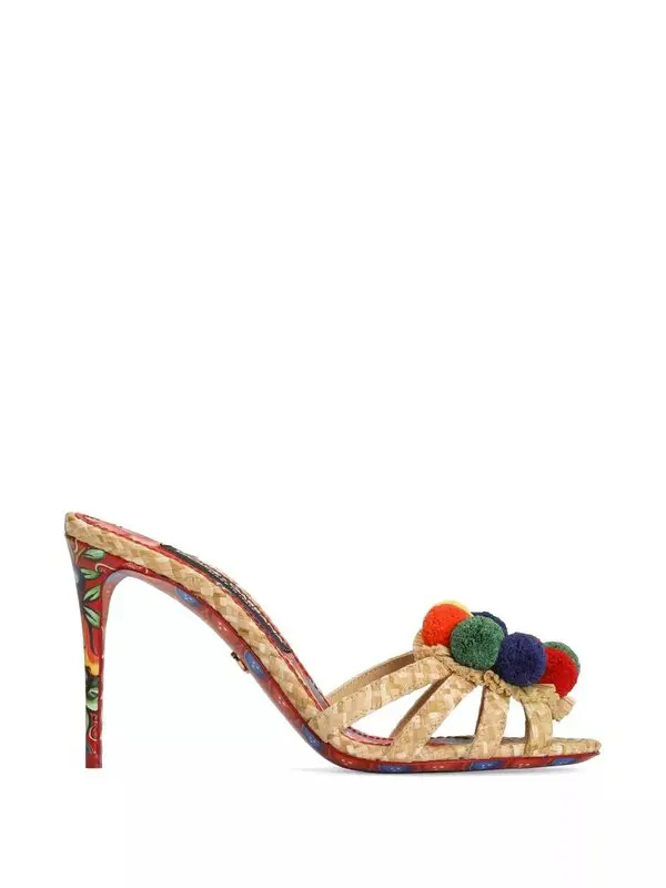 Dolce & Gabbana Embroidered Raffia Mules