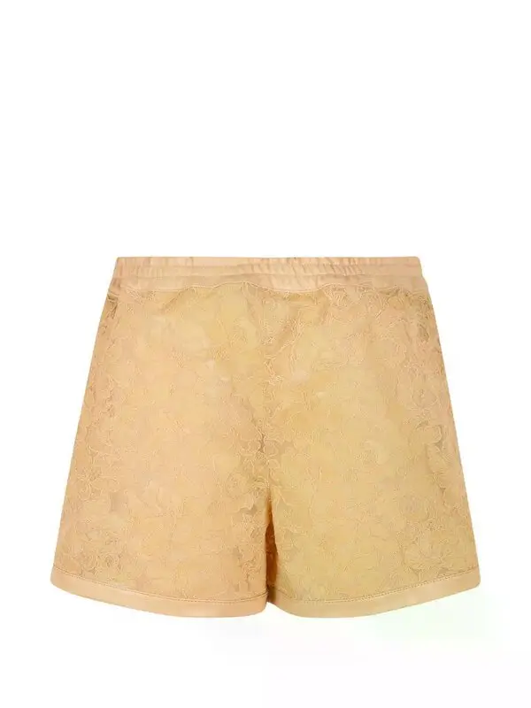 Ermanno Scervino Lace Overlay Leather Trim Shorts