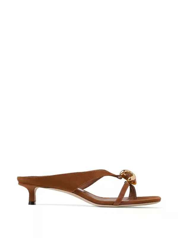 JIMMY CHOO Emeri Embellished Suede Mules - Brown