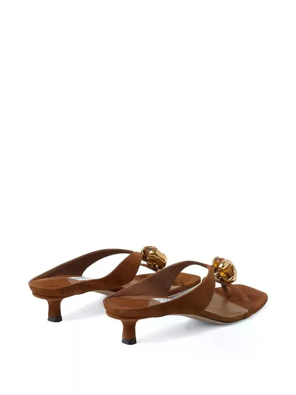 JIMMY CHOO Emeri Embellished Suede Mules - Brown