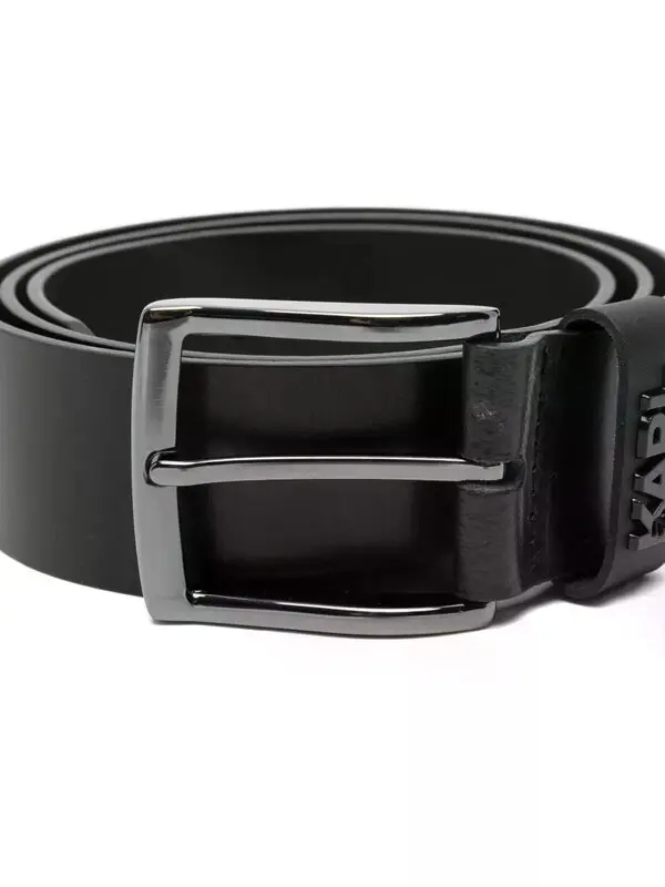 Karl Lagerfeld Smooth Grain Leather Belt With Logo Plaque