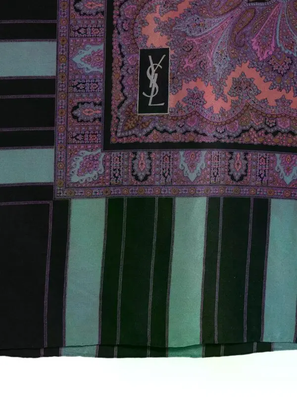 Saint Laurent 1980s Paisley-print Striped Scarf - Black