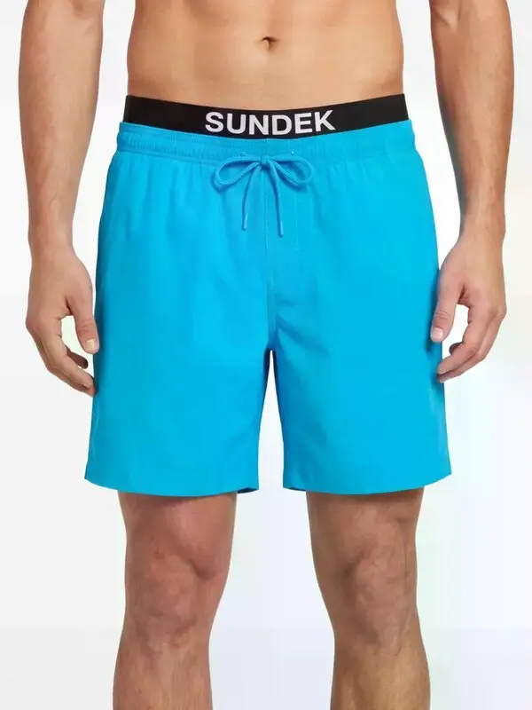 Sundek Logo Waistband Swim Shorts - Blue