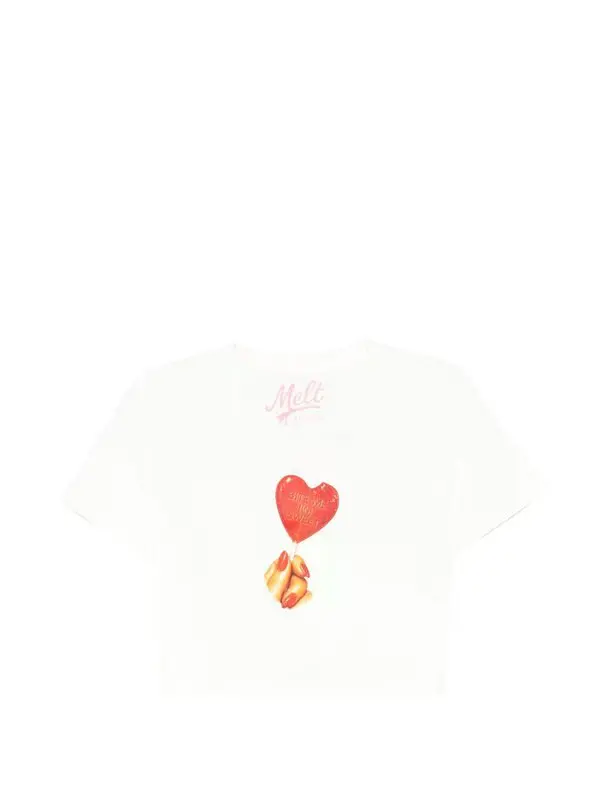 MELT Graphic-print Cropped T-shirt - White