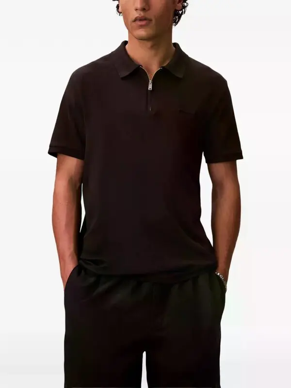 Calvin Klein Zip-fastening Logo-patch Polo Shirt - Black